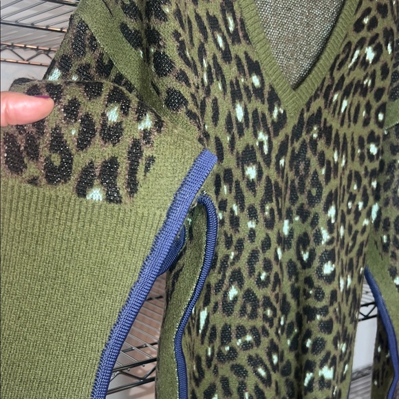 Topshop | Sweaters | Topshop Green Leopard Vneck Sweater Dress | Poshmark